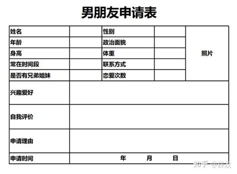 男朋友申请表excel电子版文档 知乎