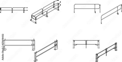 Sketch Vector Illustration Of Sidewalk Fence And Pedestrian Fences