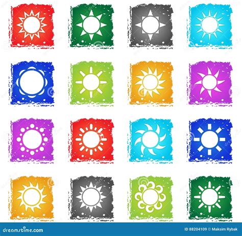 Het Pictogramreeks Van De Zon Vector Illustratie Illustration Of