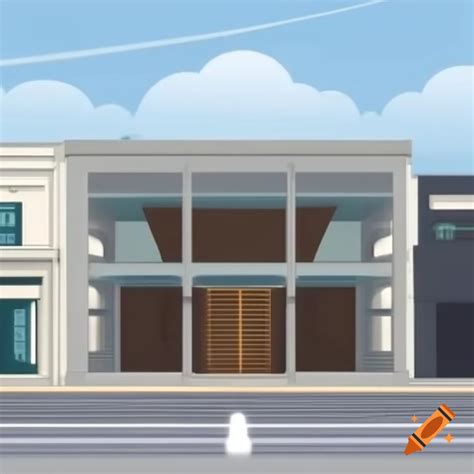 Two Story Commercial Building Design Facing Two Roads In City Center On