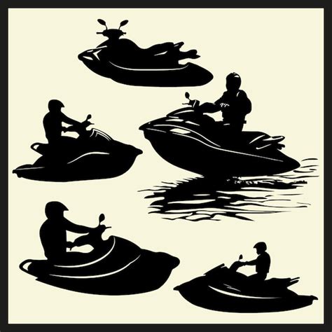 Premium Vector Black Silhouette Jet Ski Vector