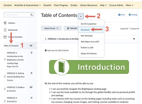 download all course content brightspace support vanderbilt university