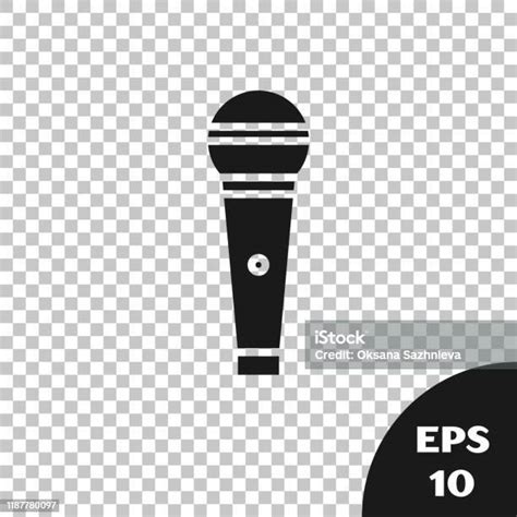 투명 한 배경에 격리 된 검은 마이크 아이콘입니다 공기 라디오 마이크 마이크에 스피커 기호입니다 벡터 일러스트레이션 노래에 대한 스톡 벡터 아트 및 기타 이미지 Istock