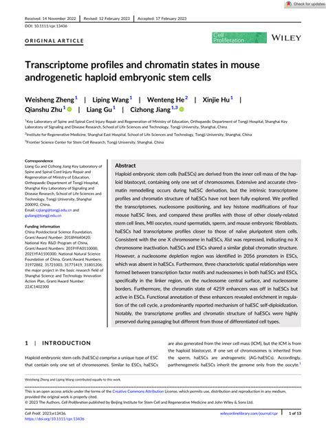 Pdf Transcriptome Profiles And Chromatin States In Mouse Androgenetic Haploid Embryonic Stem Cells