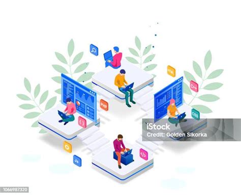 아이소메트릭 프로그래머 코딩 새로운 프로젝트입니다 웹 개발 및 프로그래밍 기술을 웹사이트에 대 한 php html css js