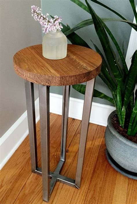 Round Wood End Table With Metal Legs Atelier Yuwa Ciao Jp