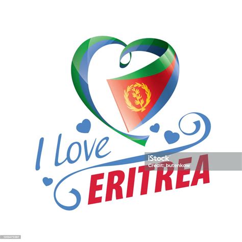 하트 모양의 에리트레아 의 국기와 비문 나는 에리트레아를 사랑해요 벡터 일러스트레이션 국가 관광명소에 대한 스톡 벡터 아트 및 기타 이미지 국가 관광명소 국기 기