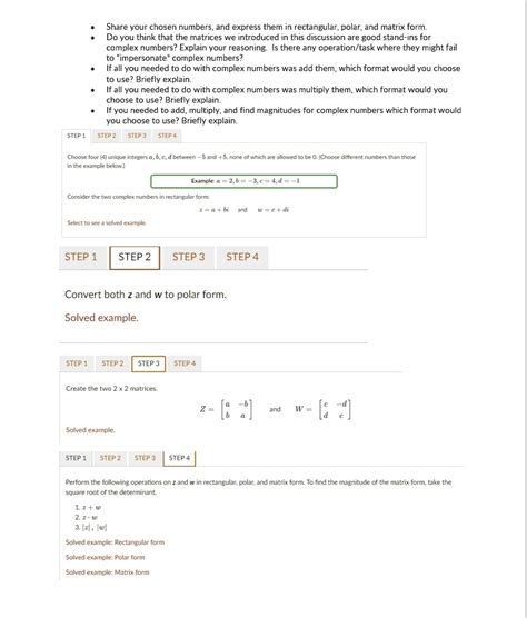 Share Your Chosen Numbers And Express Them In Rectangular Polar And