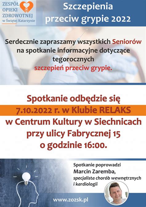 Szczepienia przeciwko grypie dla Seniorów Spotkanie informacyjne
