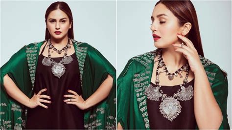 Huma Qureshi In Black Slip Dress And Green Silk Cape Teams Mystical Vibes With Glamorous Look