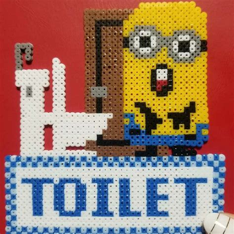 ミニオンのトイレプレートをオリジナルで作ってみました🎵 パーラービーズ アイロンビーズ ビーズ