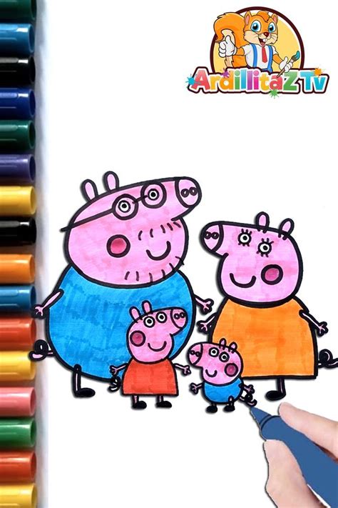 Cómo Dibujar y Colorear Cerdita Peppa Pig y Su Familia Dibujo Para