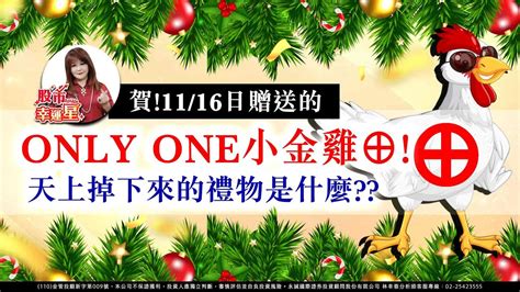 賀 11 16日贈送的ˊONLY ONE小金雞 天上掉下來的禮物是什麼 2022 11 18林幸蓉 分析師股市幸運星 YouTube