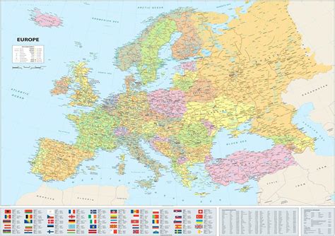 Mapa De Europa Con Banderas Papel Laminado X Cm Amazon Es Oficina Y Papeler A