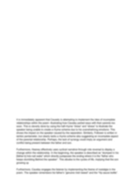 Solution Gcse Anthology Poetry Comparison Of Eden Rock And Follower