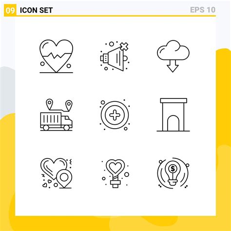 Mobile Interface Outline Set Of 9 Pictograms Of User Interface Down Valentine Transportation