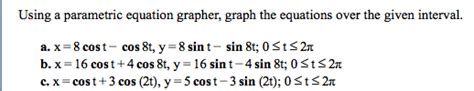 Solved Using A Parametric Equation Grapher Graph The