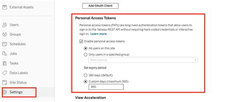 how to enable a personal access token pat in tableau cloud tableau
