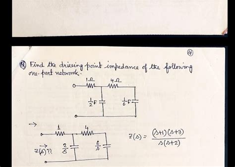 Solved 4 ﻿find The Driving Point Impedance Of The
