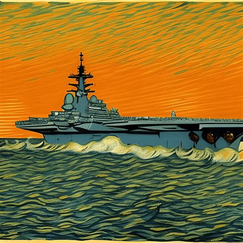 Graphic Of Aircraft Carrier At Sunset · Creative Fabrica