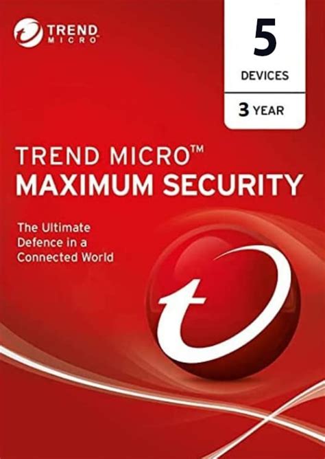 Trend Micro Maximum Security 5 Devices 3 Year Windowsmacandroidios