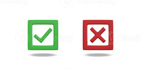 Check Mark And Cross Mark Symbols Icon Buttons With Checkmark And