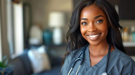 Confident African American Female Nurse With Stethoscope Healthcare