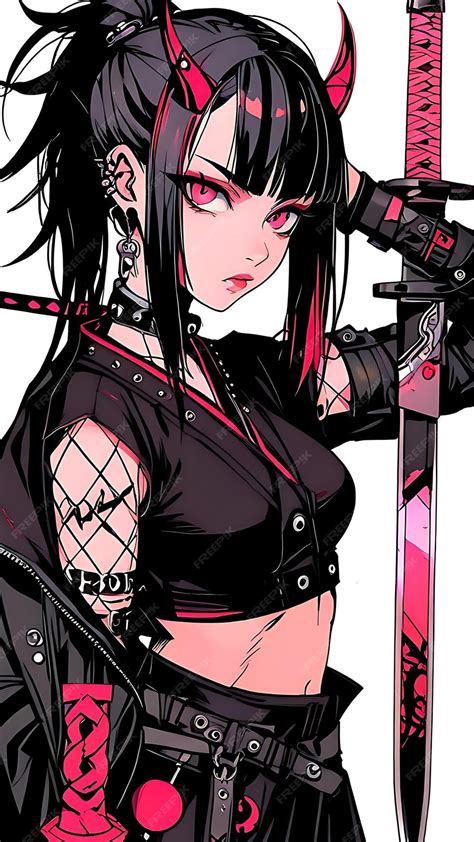 Cute Anime Girl In Pink Dress With Sword Premium Ai Generated Image