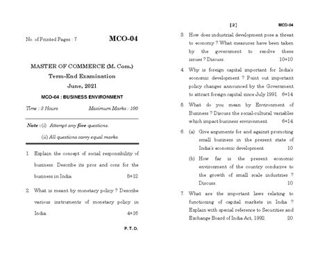 Mco 04 Its Lecture Notes No Of Printed Pages 7 Mco Master Of Commerce M Com Term