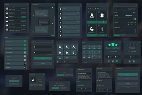 Flat Dark Themed Gui Ui Kit Over 600 Png
