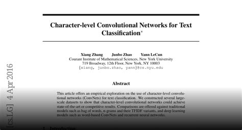 Paper Page Character Level Convolutional Networks For Text Classification