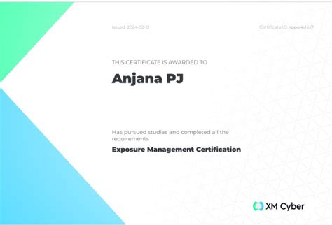 Anjana P J On Linkedin Completed A New Learning From Xm Cyber