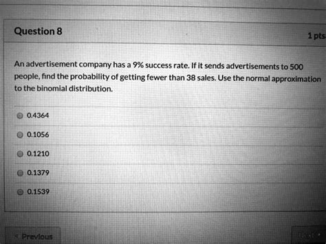 SOLVED Question 8 1pts An Advertisement Company Has A 9 Success
