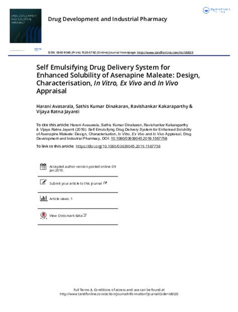 Pdf Self Emulsifying Drug Delivery System For Enhanced Solubility And Dissolution Of Glipizide