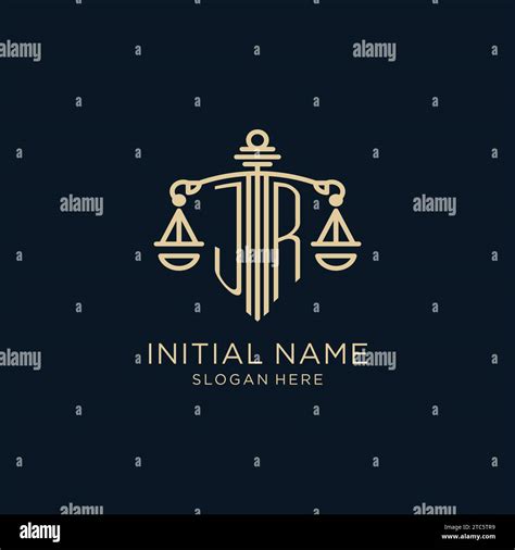 Initial Jr Logo With Shield And Scales Of Justice Luxury And Modern