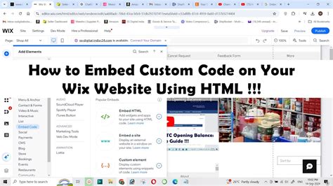 how to embed custom code on your wix website using html youtube
