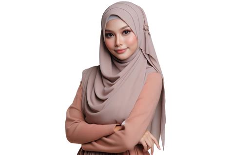 ai gerado uma confiante muçulmano mulher vestindo uma hijab dentro uma transparente fundo png