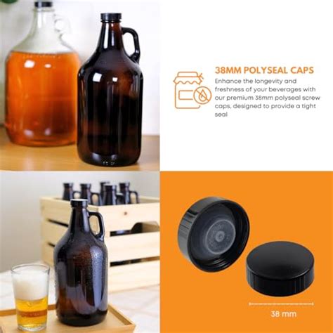 Fastrack 12 Gallon Amber Growlers Case Of 6 64oz Brown