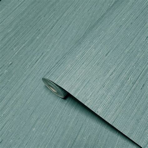 Ts80714 Green Vinyl Textured Modern Faux Grasscloth Wallpaper