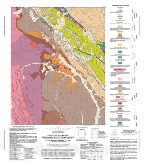 Map Geologic Map Of The Bickmore Canyon Quadrangle Monterey And San