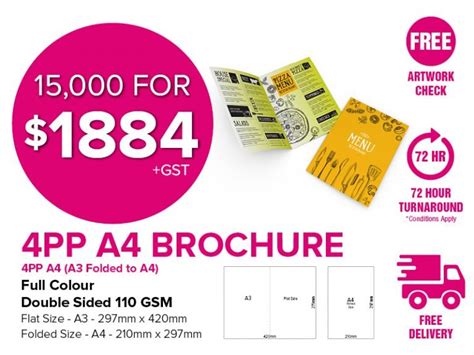 1884 For 15 000 A4 4pp Brochure Offset Printing Free Delivery