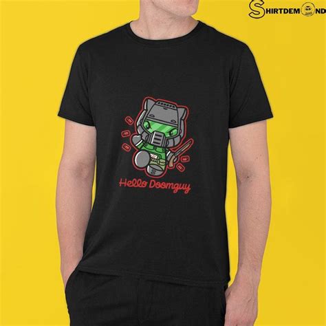 Hello Kitty Shirt Hello Doomguy Cat Shirts Shirts Mens Tshirts