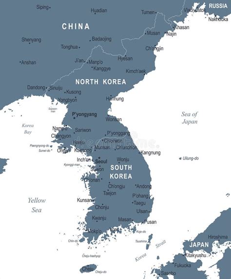 Mapa Da Península Da Coreia Ilustração Do Vetor Ilustração Stock Ilustração de capital