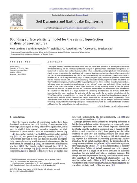 Bounding Surface Plasticity Model For The Seismic Liquefaction Analysis