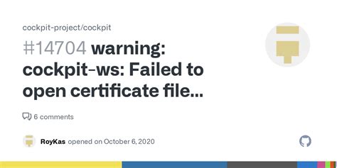 Warning Cockpit Ws Failed To Open Certificate File Runcockpittls