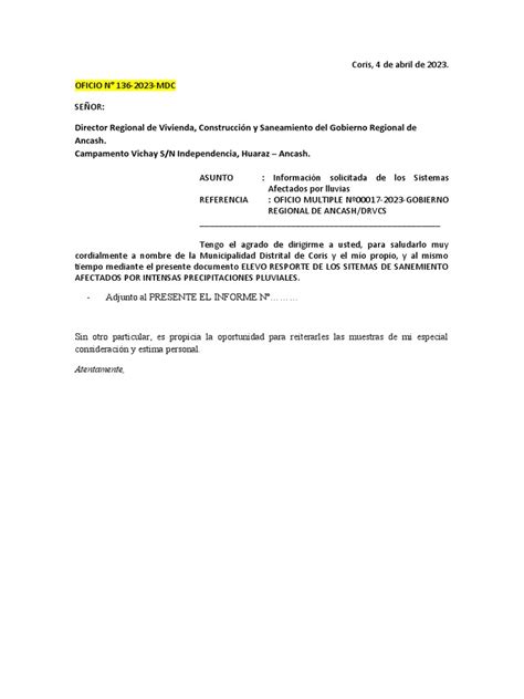 Oficio De Solicitud De Usuario Y Contraseña Datass Pdf