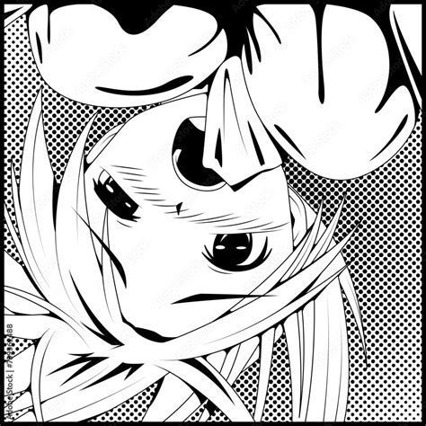 Black Vector Art Girl Ahegao Face Emotion Illustration Manga Style