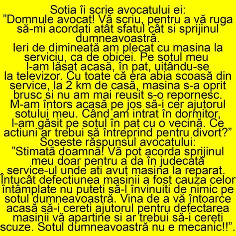 BANCUL ZILEI Soția îi scrie avocatului ei L am găsit pe soțul meu în pat cu o vecină