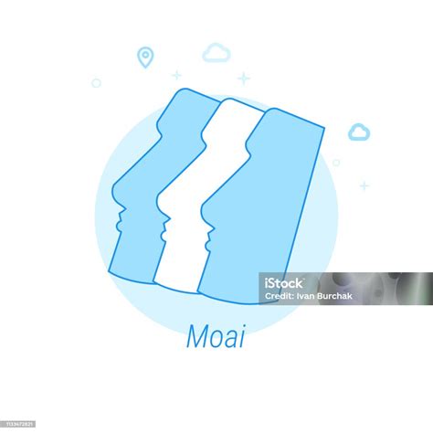 Moai 부활절 섬 평면 벡터 일러스트 레이 션 아이콘입니다 밝은 파란색 단색 디자인입니다 편집 가능한 스트로크 개성 개념에