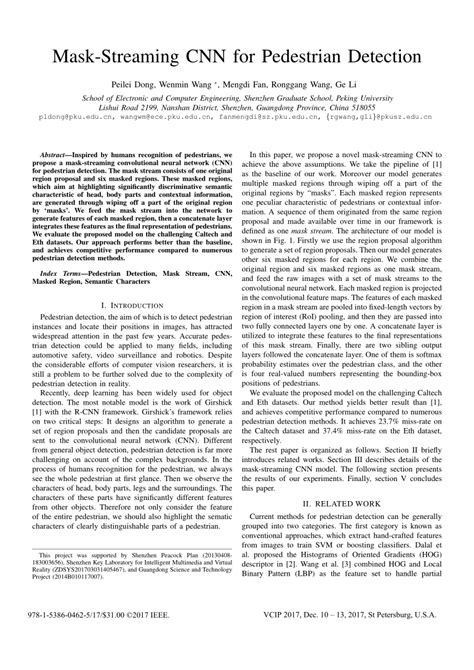 Pdf Mask Streaming Cnn For Pedestrian Detection